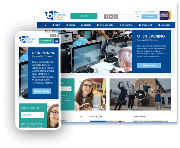 Sixth Form College Website Design - Schudio